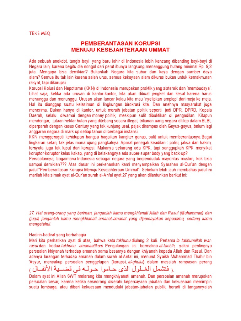 Teks MSQ Korupsi | PDF