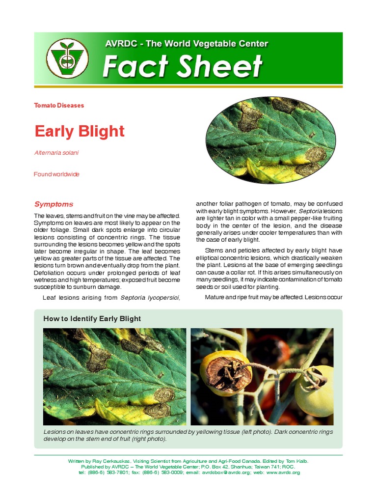 Early Blight: World Vegetable Center | PDF | Horticulture And Gardening ...