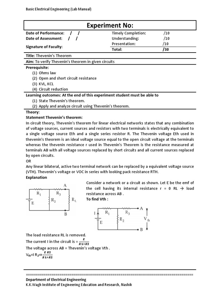 Experiment No:: Basic Electrical Engineering (Lab Manual) | Download ...