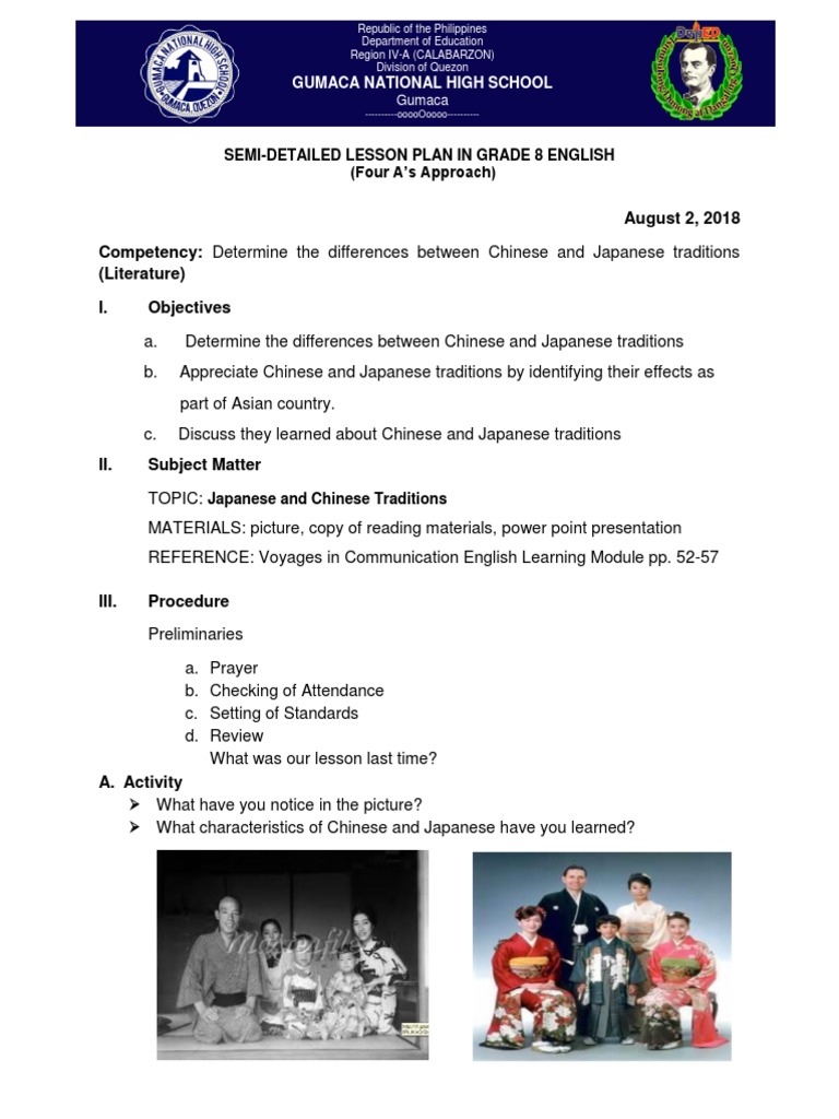 August 2, 2018 Competency: Determine The Differences Between Chinese ...