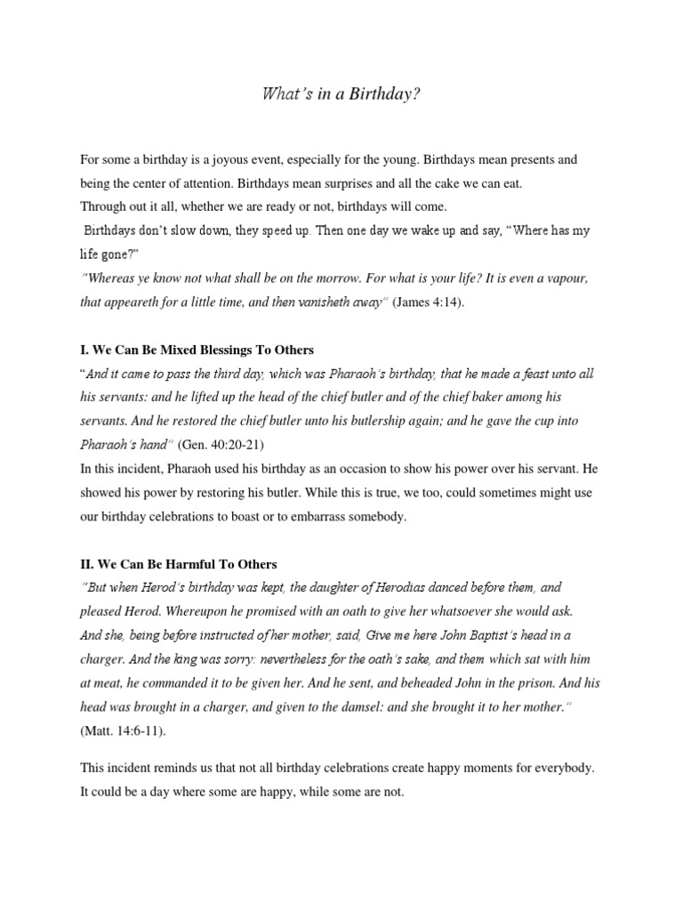What's in A Birthday?: I. We Can Be Mixed Blessings To Others | PDF ...