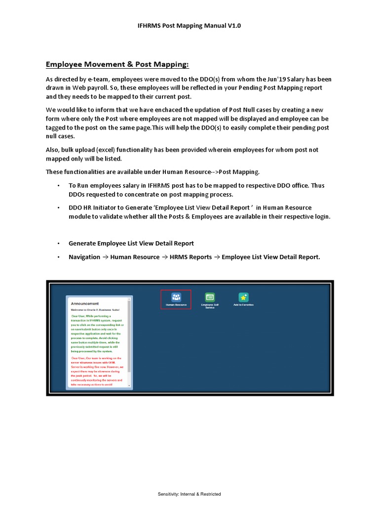 IFHRMS Post Mapping Manual V1.0 | PDF