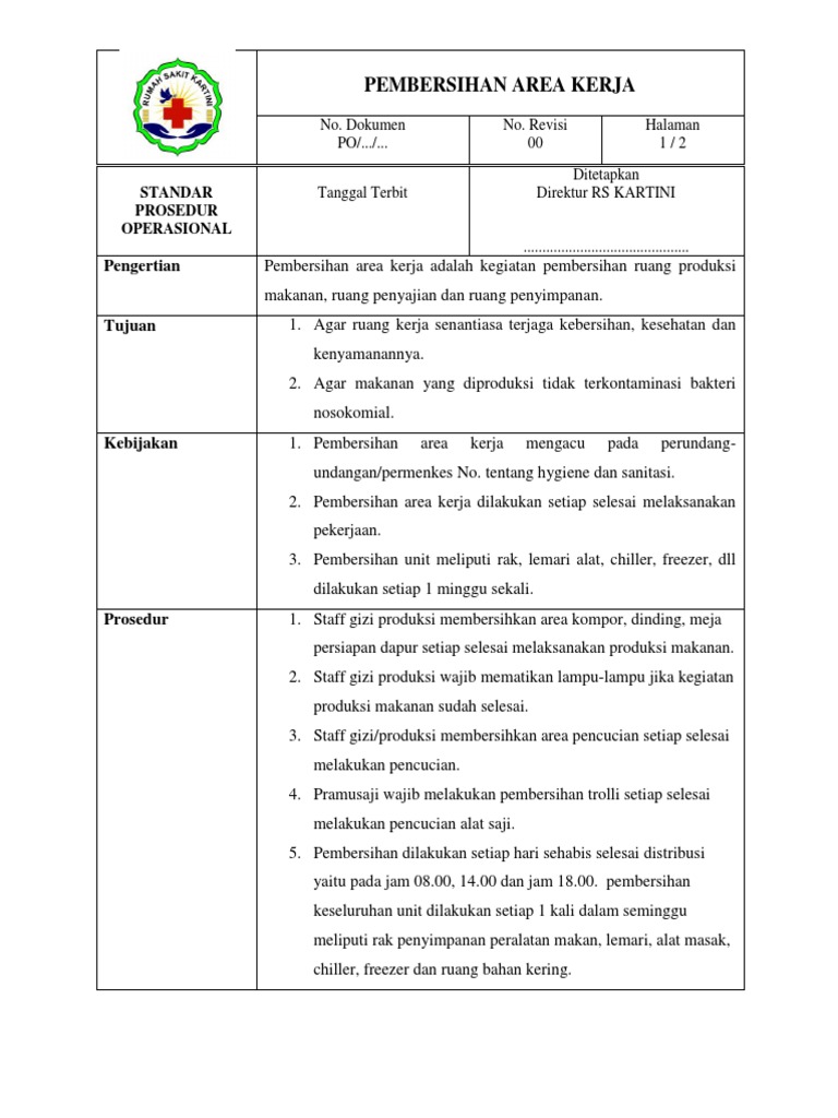 SPO Pembersihan Area Kerja | PDF