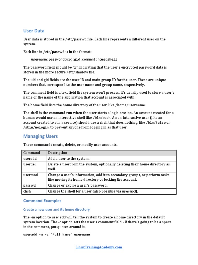 Linux Usermod Pdf User Computing Superuser 
