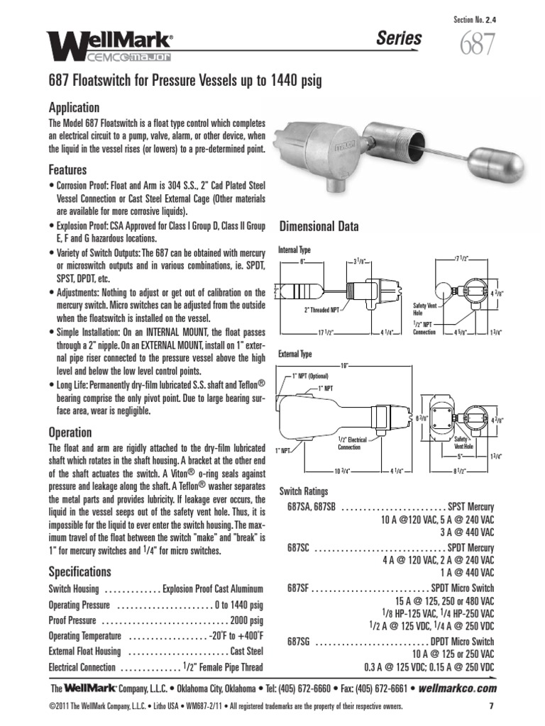 687 Wellmark Floatswitch PDF | PDF | Switch | Manufactured Goods