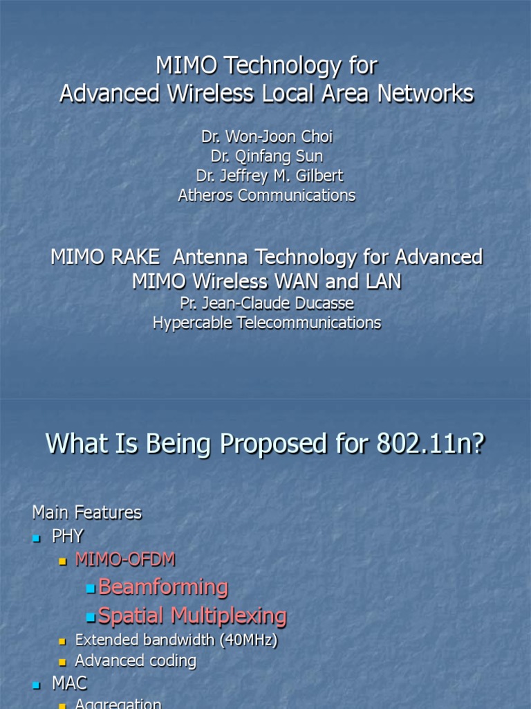 MIMO Technology For Advanced Wireless Local Area Networks | PDF | Mimo ...