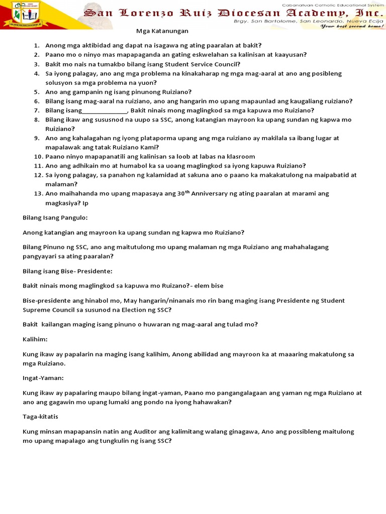 Mga Katanungan | PDF