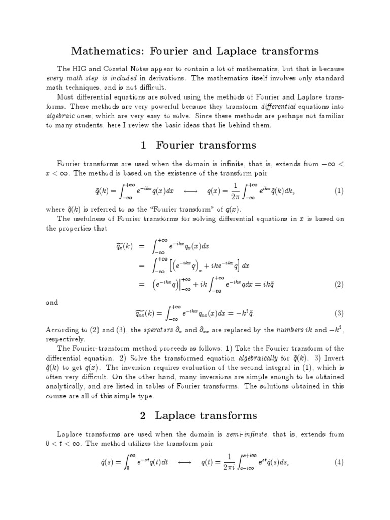 Mathematics: Fourier and Laplace Transforms: +1 1 Ikx +1 1 Ikx | PDF ...