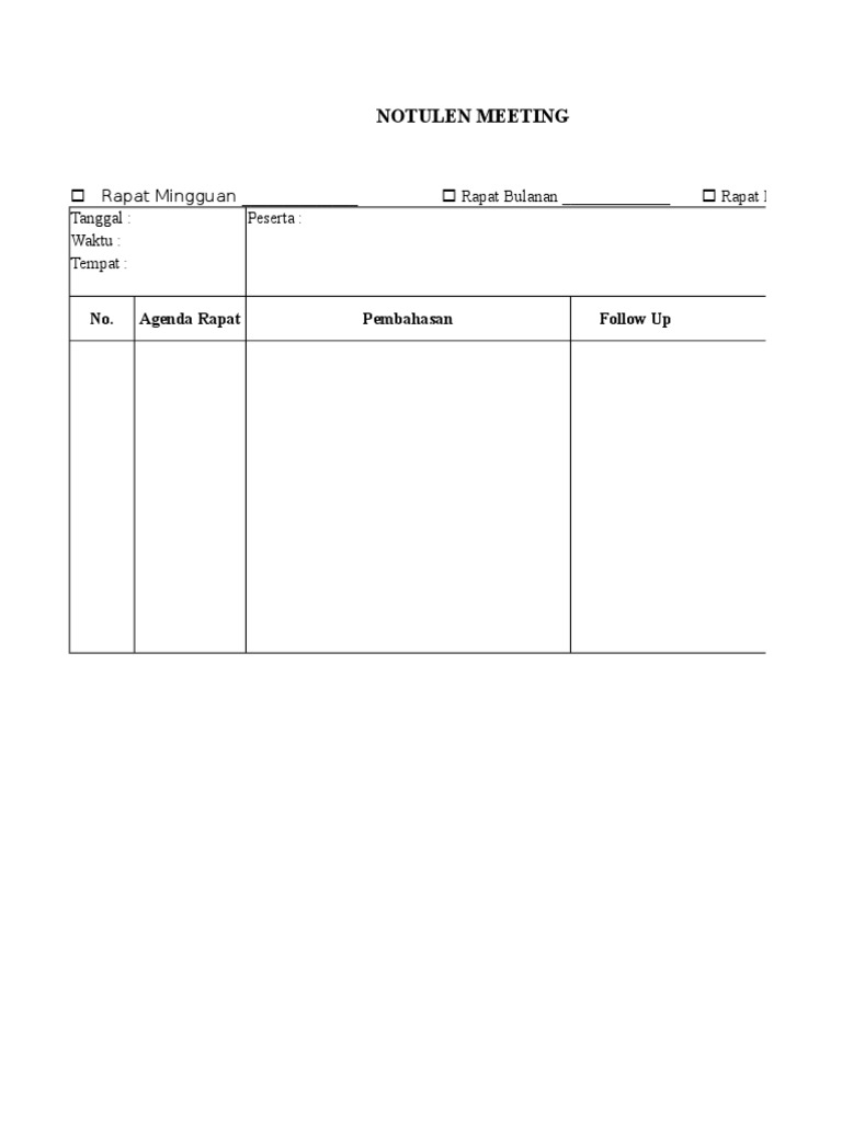 Form Notulensi Meeting | PDF