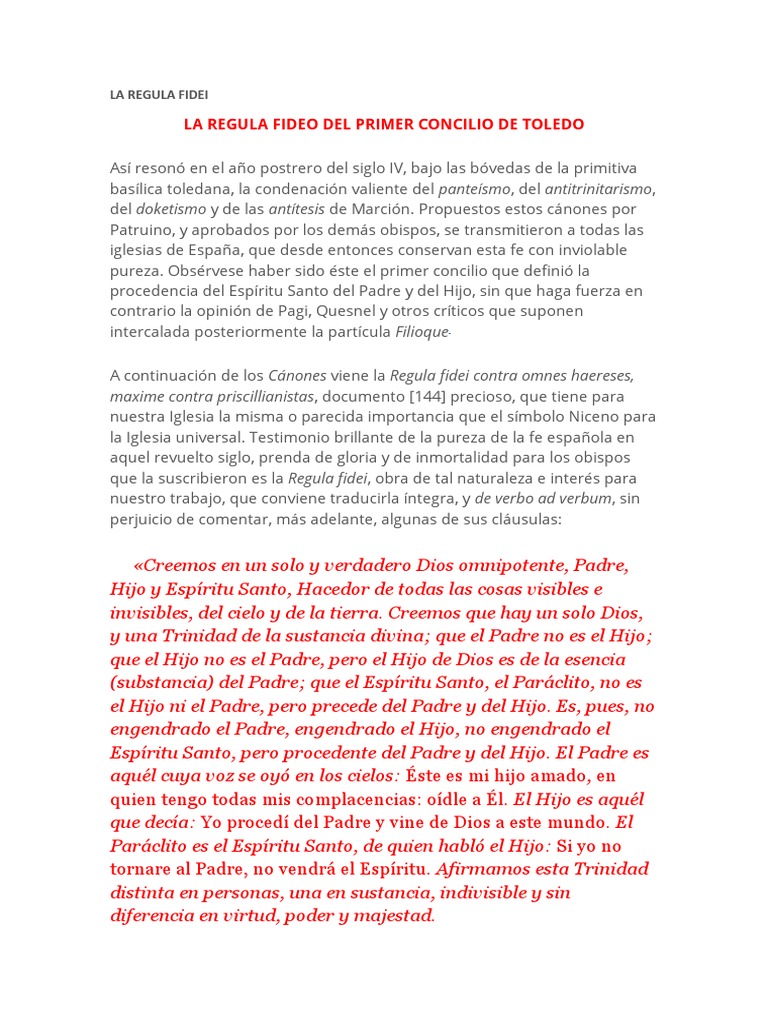 La Regula Fidei | PDF | espíritu Santo | Trinidad