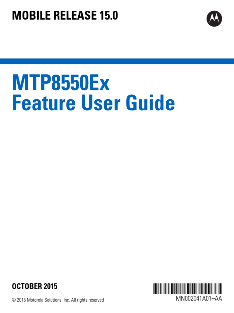 MTP8550Ex Feature User Guide: Mobile Release 15.0 | PDF | Bluetooth | Personal Identification Number