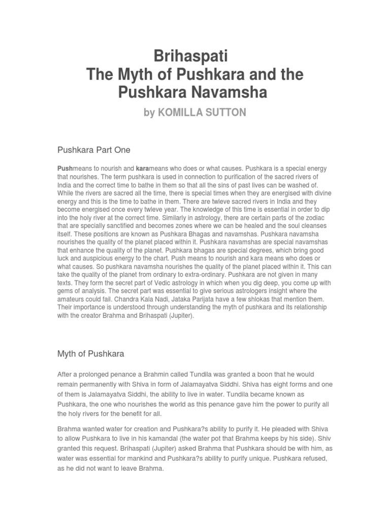 Pushkara Navamsa and Pushkara Bhaga | PDF | Planets In Astrology ...