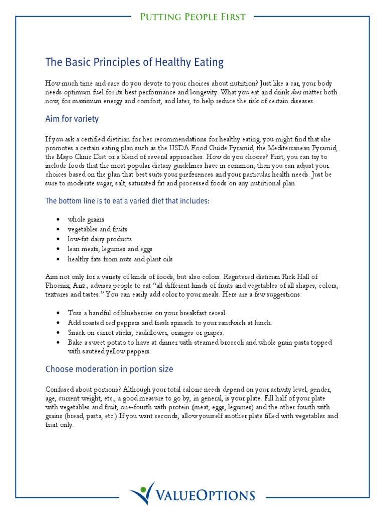 Nutrition The Basic Principles of Healthy Eating | PDF | Healthy Diet ...