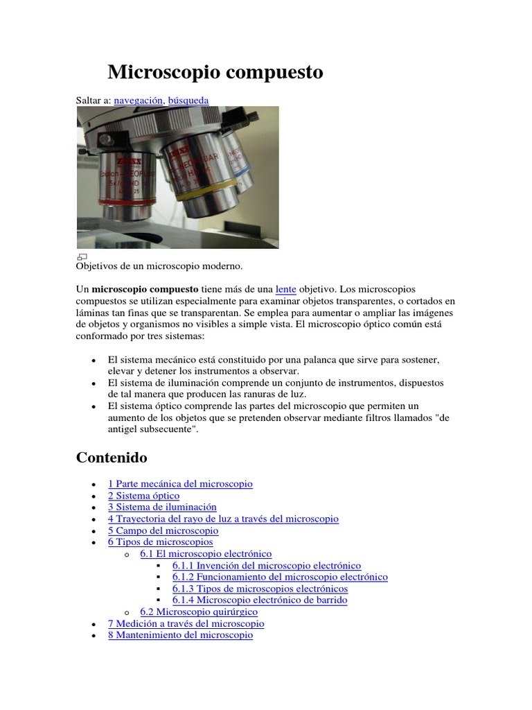 Microscopio Compuesto | PDF