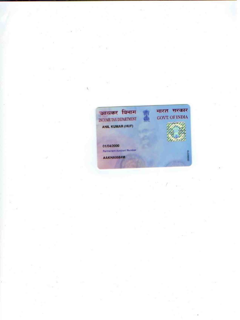 Pan Card (Anil Kumar HUF) | PDF