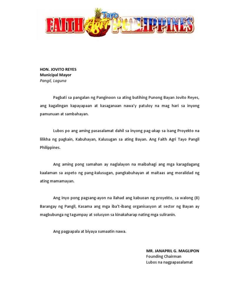 Hon. Jovito Reyes Municipal Mayor: Pangil, Laguna | PDF | Business