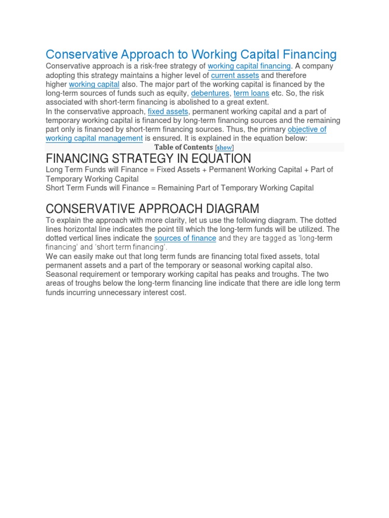 Conservative Approach To Working Capital Financing: Financing Strategy ...