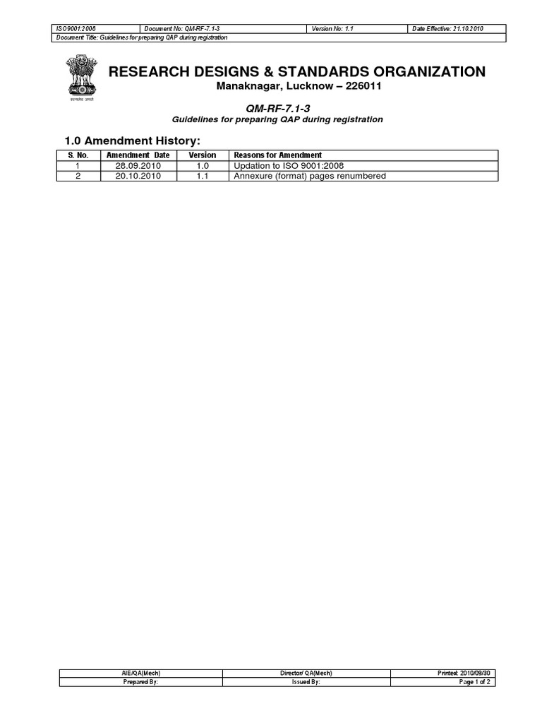 QAP Format PDF | PDF | Iso 9000 | Quality Assurance