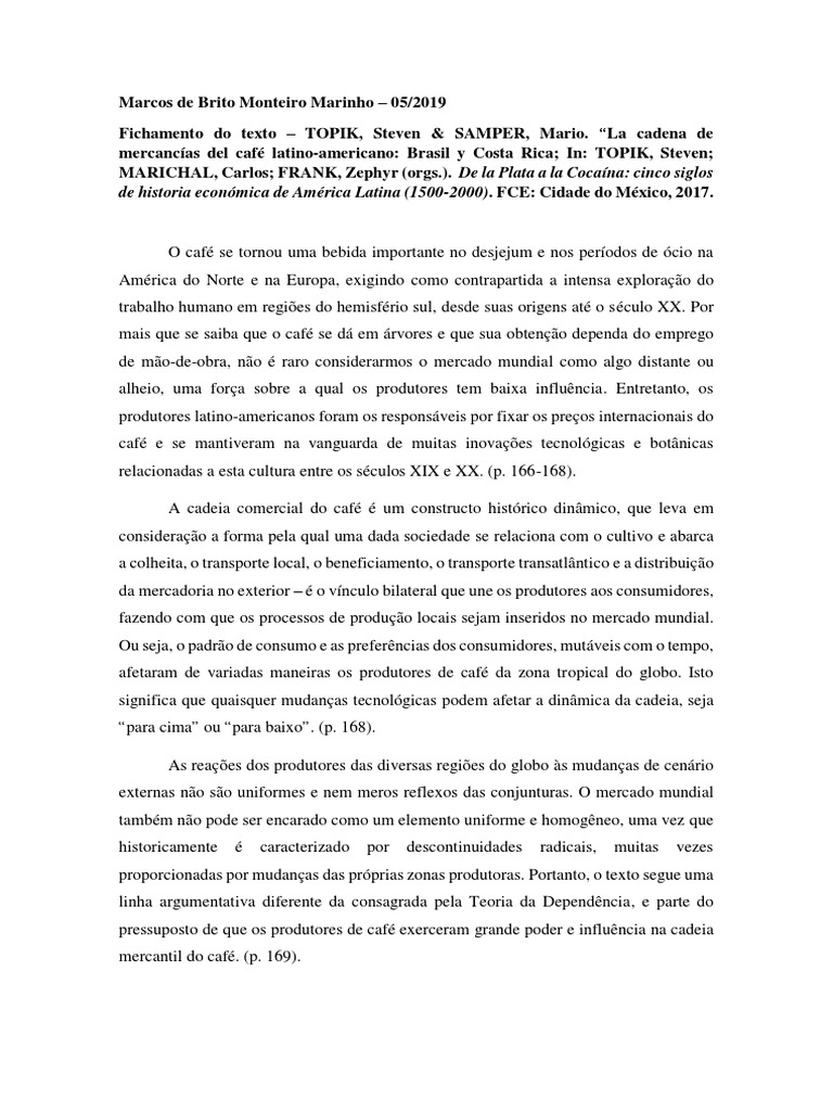 TOPIK, Steven & SAMPER, Mario - La Cadena de Mercancias Del Café | PDF ...