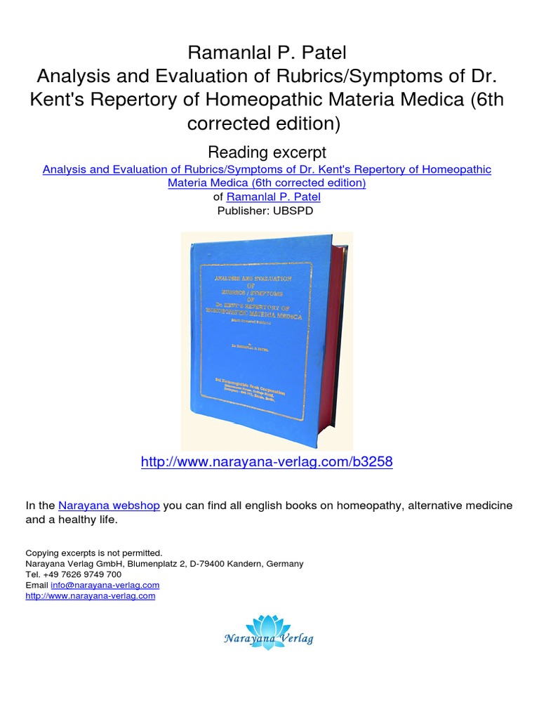 Analysis and Evaluation of Rubrics Symptoms of DR Kent S Repertory of ...