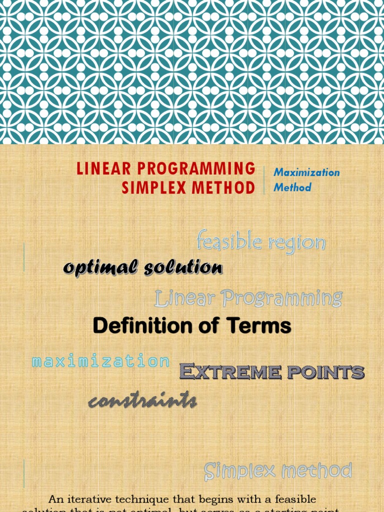 Linear Programming Maximization Method Pdf Linear Programming Mathematical Optimization 