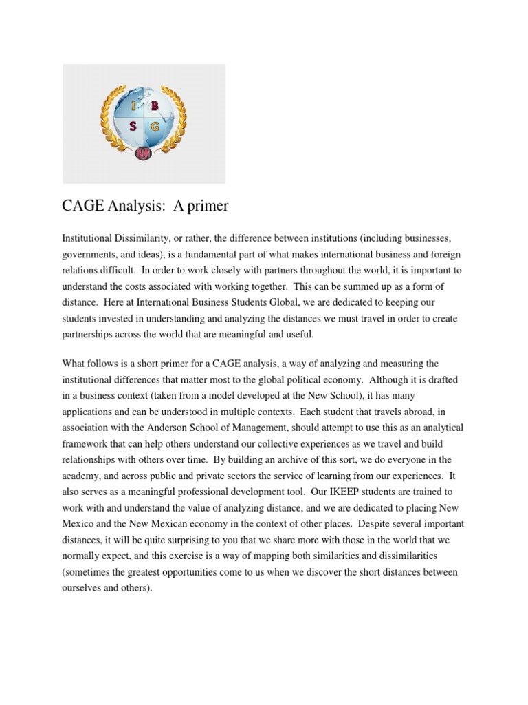 CAGE Analysis: A Primer | PDF | Economics | Supply Chain