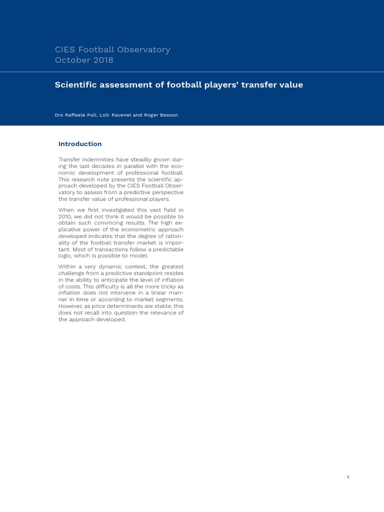 CIES Football Observatory Transfer Value Methodology | PDF | Errors And ...