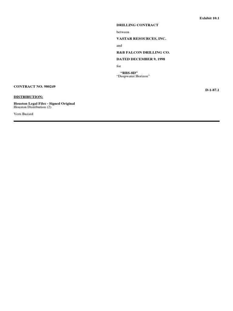 Between: Exhibit 10.1 Drilling Contract | PDF | Independent Contractor ...