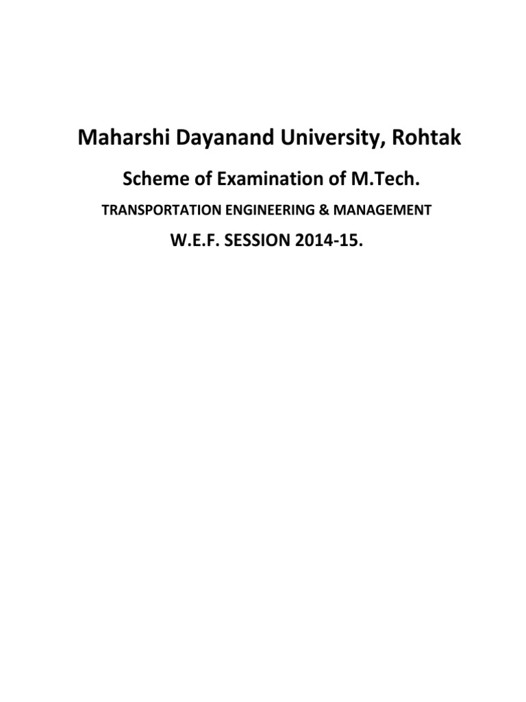 M. Tech (Transportation Engineering & Management) 2014-15 | PDF ...