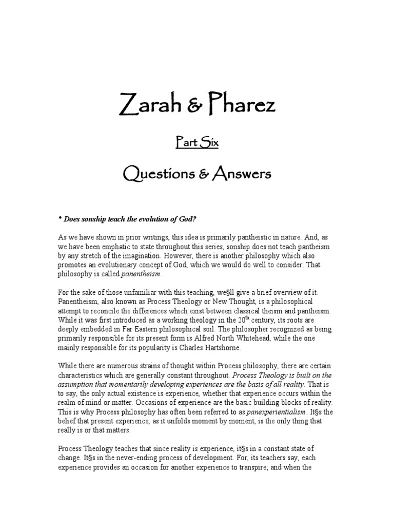 Zarah & Pharez: Questions & Answers | PDF | Satan | Serpents In The Bible