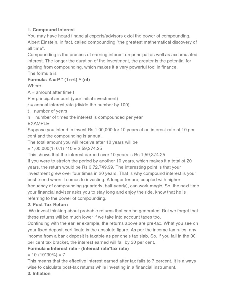 Finance Formulas | PDF | Compound Interest | Interest