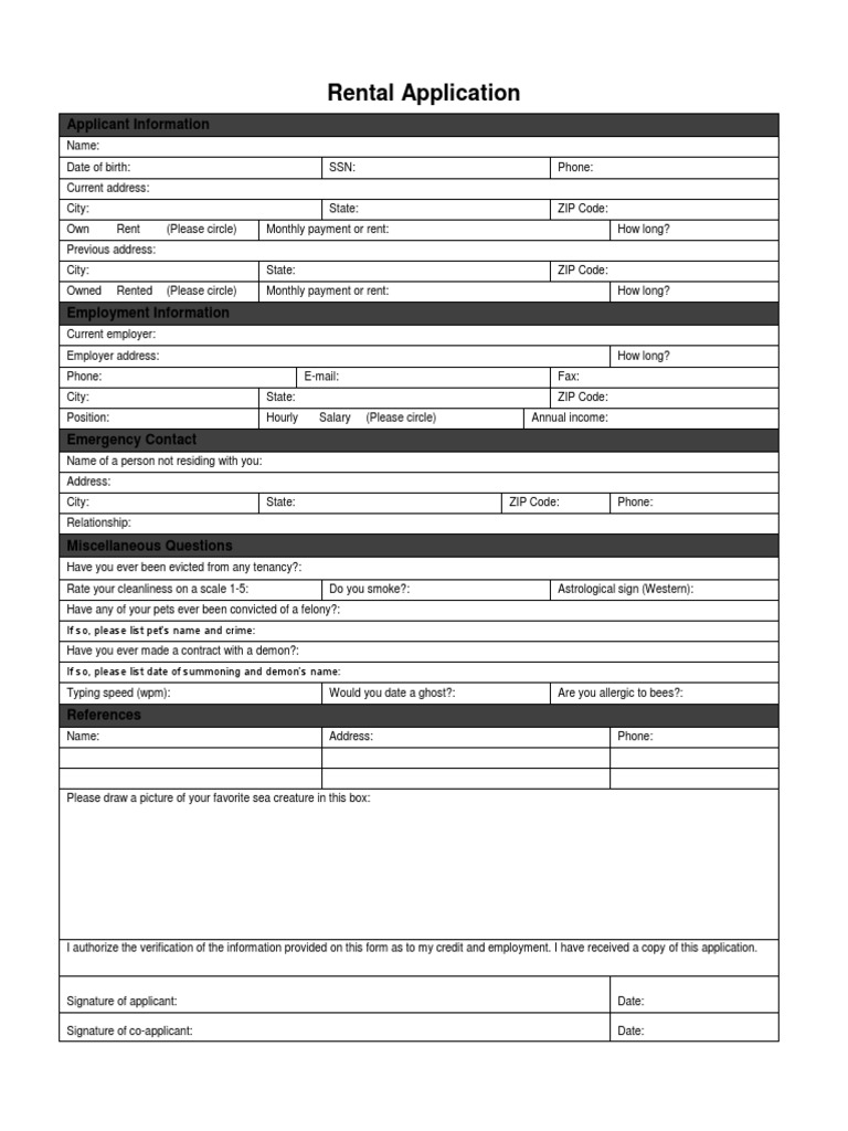 Rental Application Template | PDF | Business