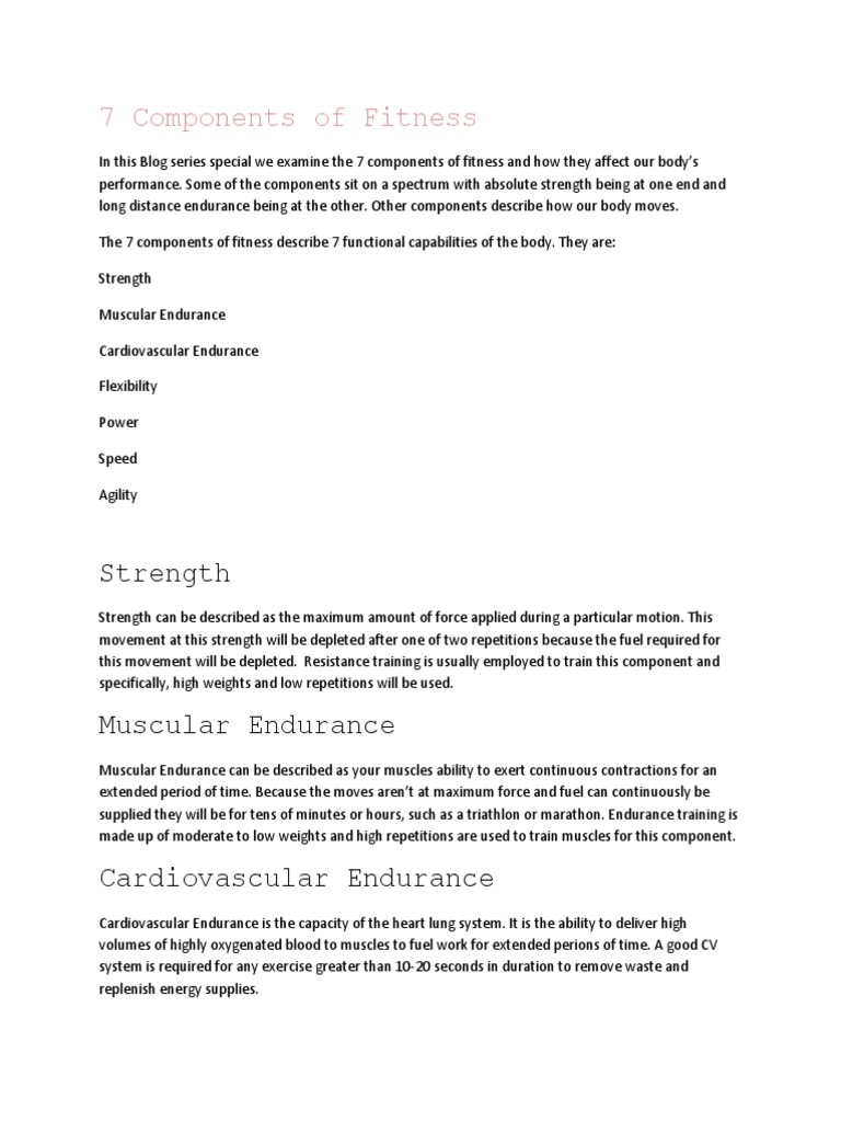 7 Key Components of Physical Fitness | PDF | Strength Training ...