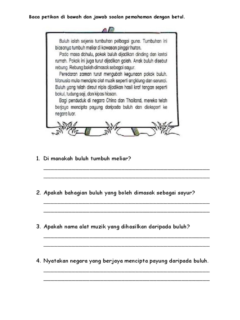 Baca Petikan Di Bawah Dan Jawab Soalan Pemahaman Dengan Betul | PDF