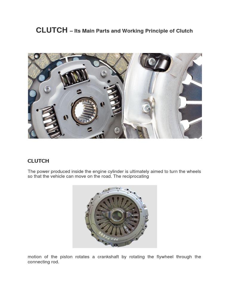Clutch: - Its Main Parts and Working Principle of Clutch | PDF | Clutch ...