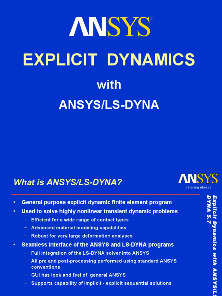 Explicit Dynamics: With Ansys/Ls-Dyna | PDF | Nonlinear System | Areas ...