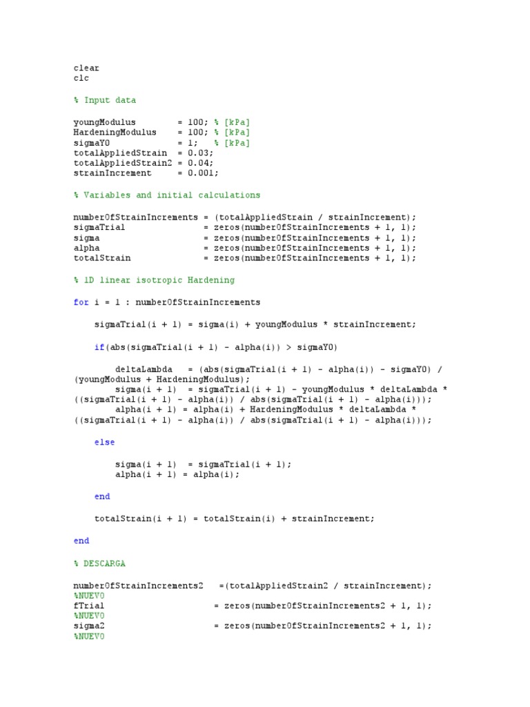 % Input Data % (Kpa) % (Kpa) % (Kpa) | PDF | Continuum Mechanics | Physics