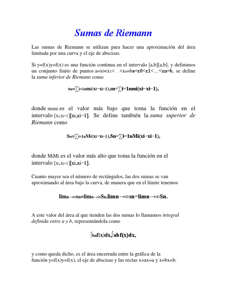 Suma de Riemann | PDF | Espacio | Cálculo