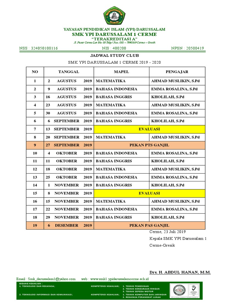 Jadwal Study Club | PDF