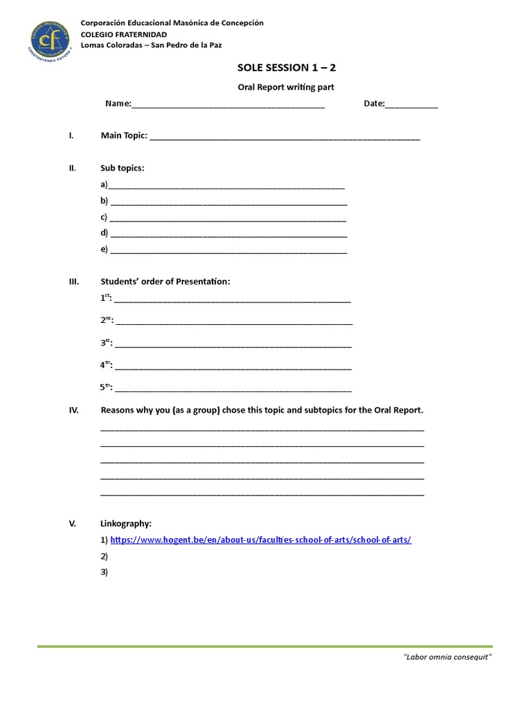 Oral Report Template for Students | PDF | Career & Growth