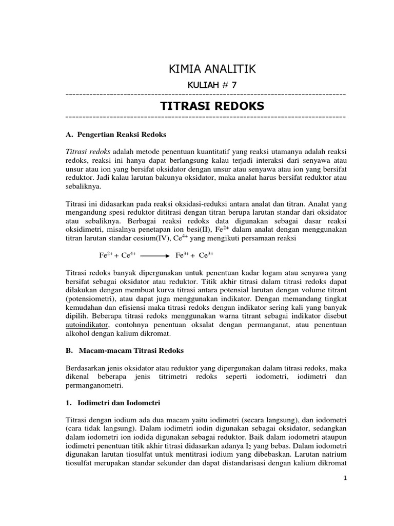Kuliah # 8 Titrasi Redoks | PDF