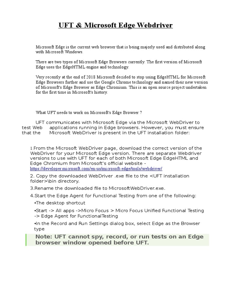 Configuring UFT for Automated Testing on Microsoft Edge Browsers: A ...