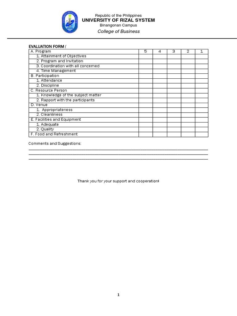 Program Evaluation Form Template | PDF | Career & Growth | Business