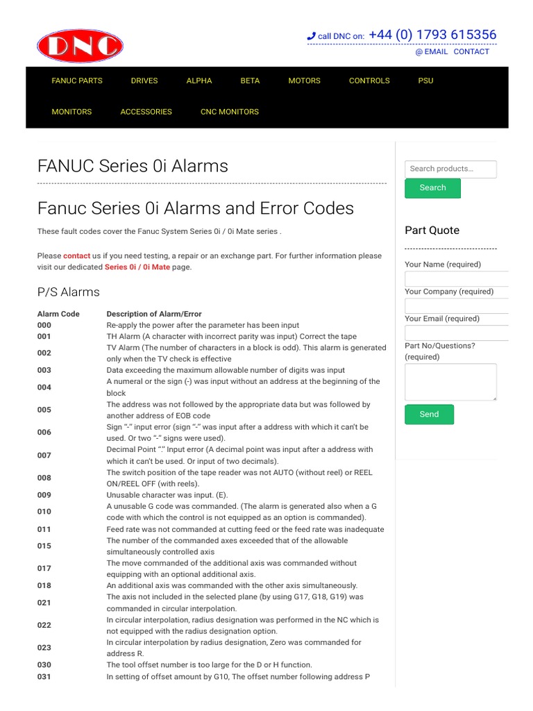 Fanuc Series 0i Alarms | PDF | Numerical Control | Random Access Memory