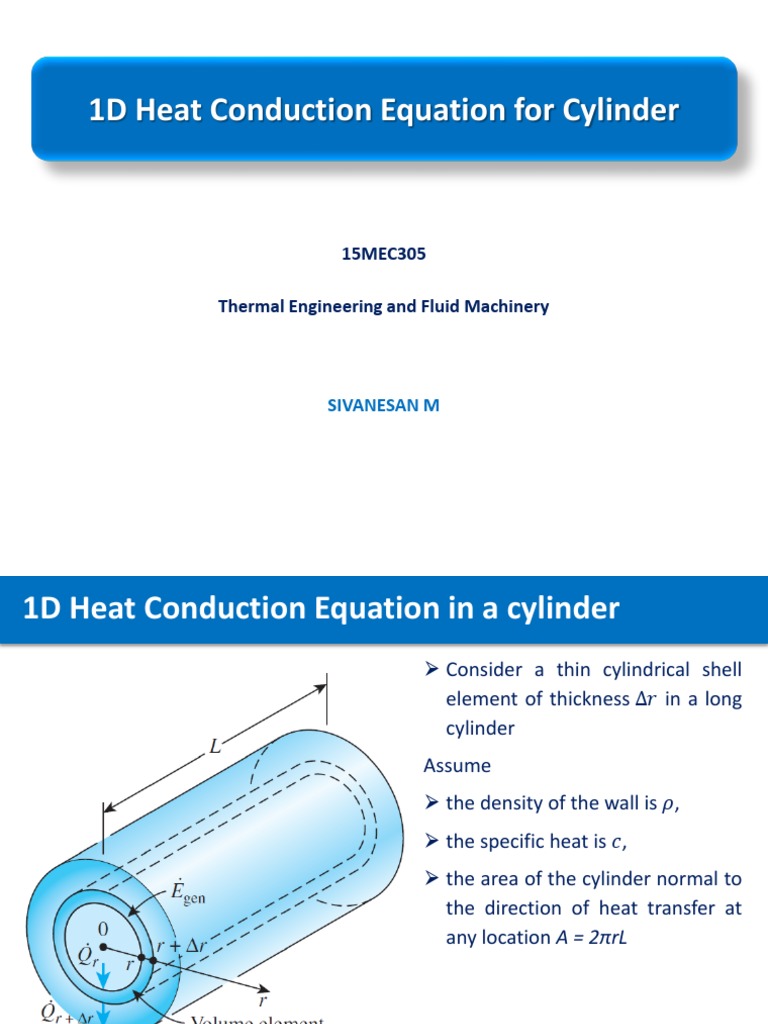 1D Heat Conduction Equation For Cylinder: 15MEC305 Thermal Engineering ...