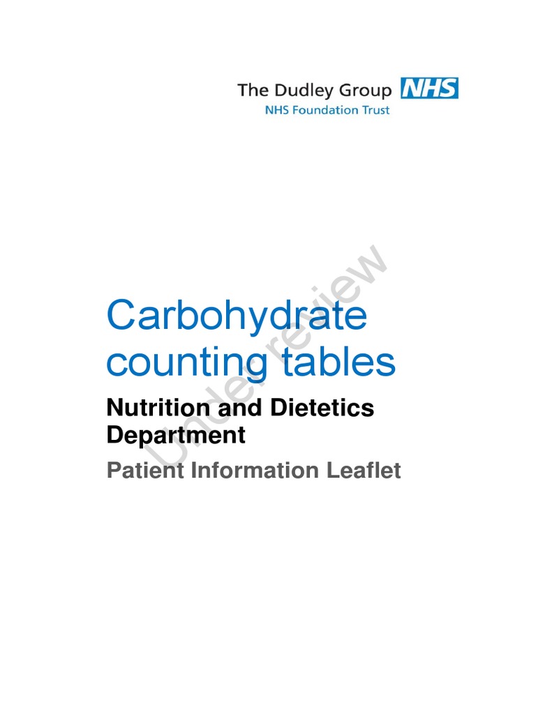 Carbohydrate Counting Tables V1 A4 UR | PDF | Carbohydrates | Hamburgers