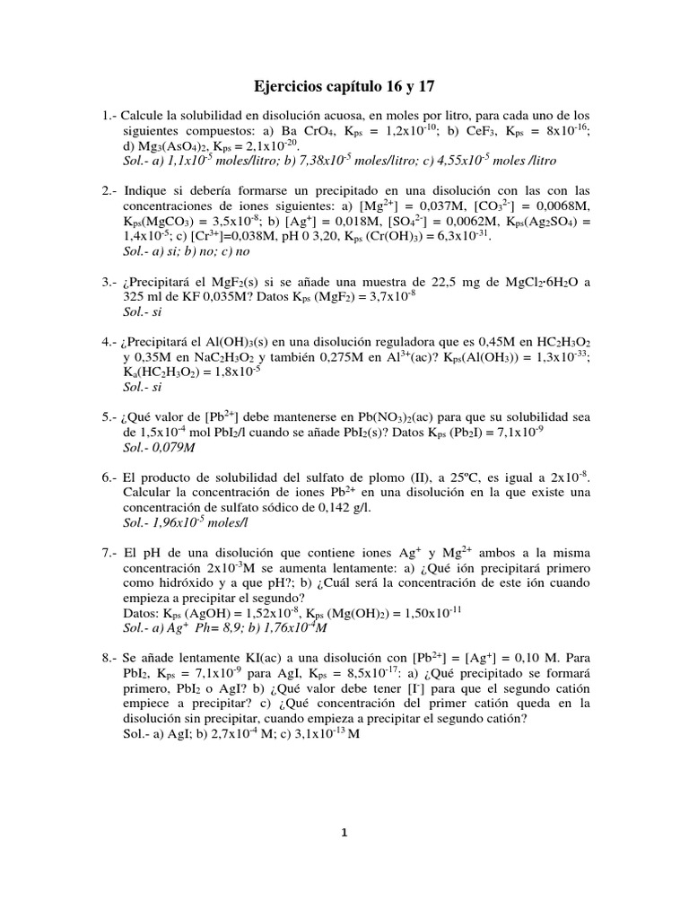 Ejer - Cap 16 - 17 - 18 | PDF | Química analítica | Química Física
