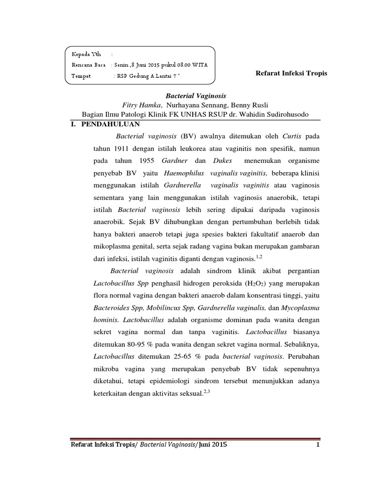 Refarat Bacterial Vaginosis | PDF | Kesehatan Holistik