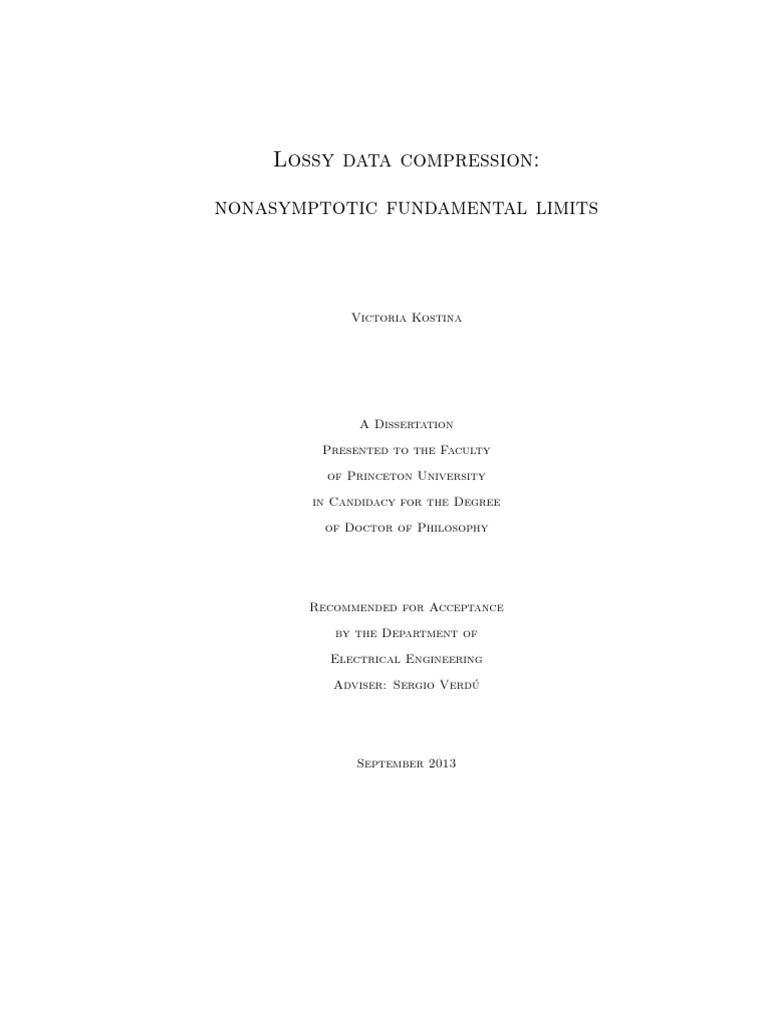 Kostina-Lossy Data Compression PDF | PDF | Data Compression | Telecommunications Engineering