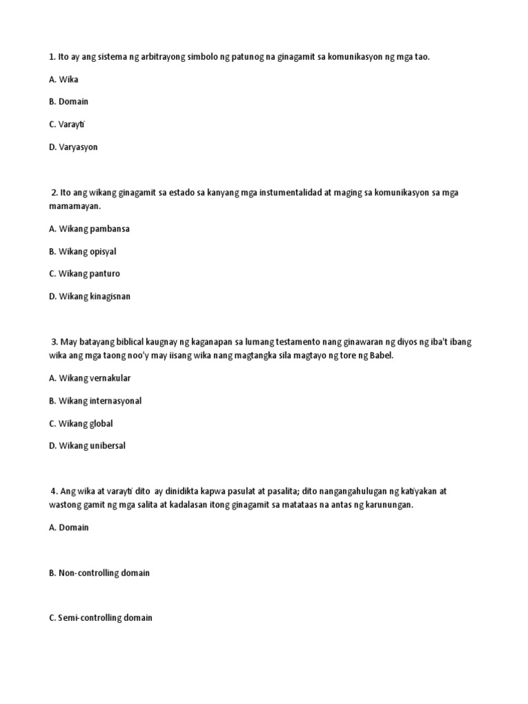 Filipino 11 Exam | PDF